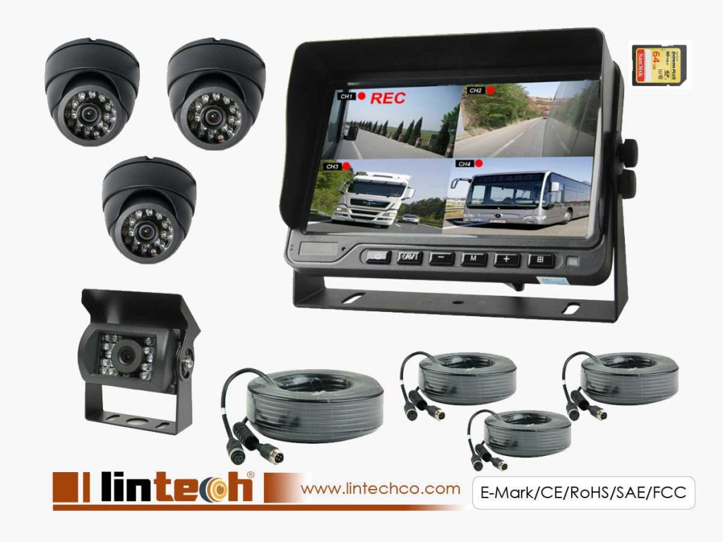 7” DVR monitor 4CHs CCTV Recorder Camera System For Passenger Buses