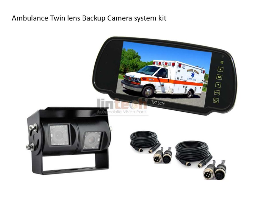 7” Mirror Monitor Dual lens Rear view camera system for Ambulance