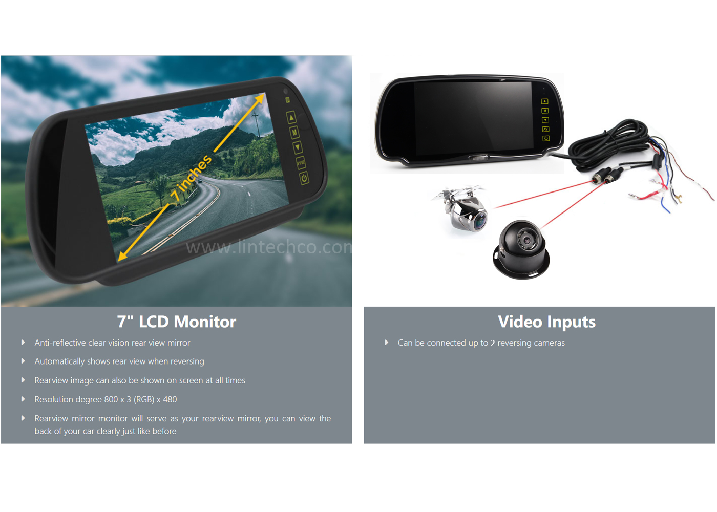 7″ Mirror Monitor Rearview Camera System Kit for Trailer Motorhome ...