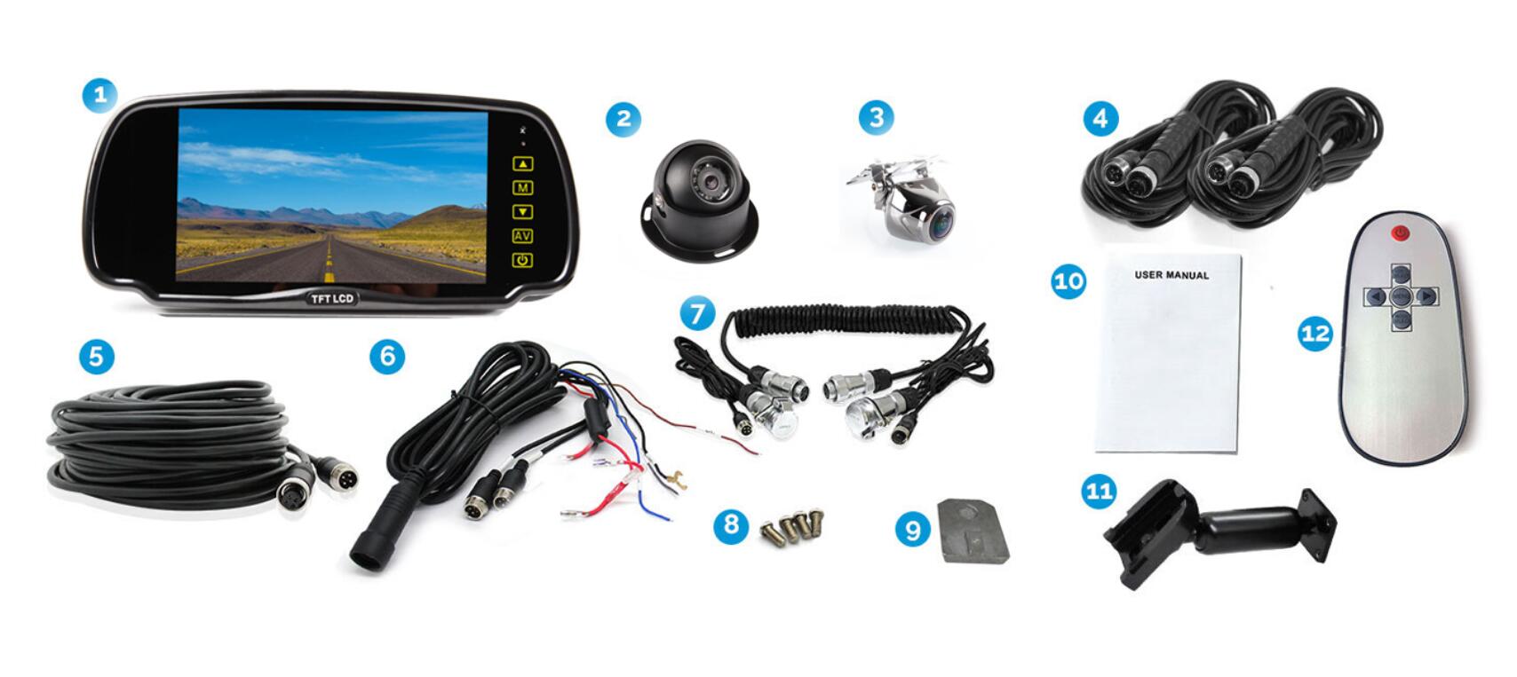 7″ Mirror Monitor Rearview Camera System Kit for Trailer Motorhome ...