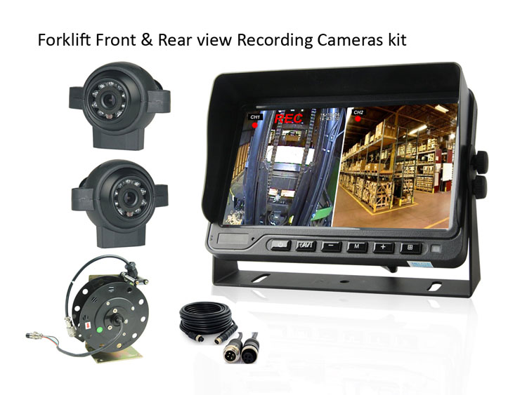 Forklift 7″ DVR Monitor with Front & Rear Cameras Recording system kit ...
